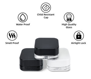 Clear Square Glass Concentrate Jars - Jarsking