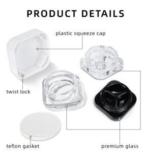 Clear Square Glass Concentrate Jars - Jarsking