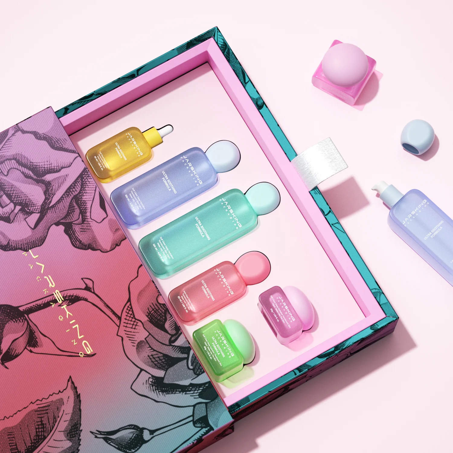 Flat Square Glass Bottle Cosmetic Packaging Set New Design - Jarsking