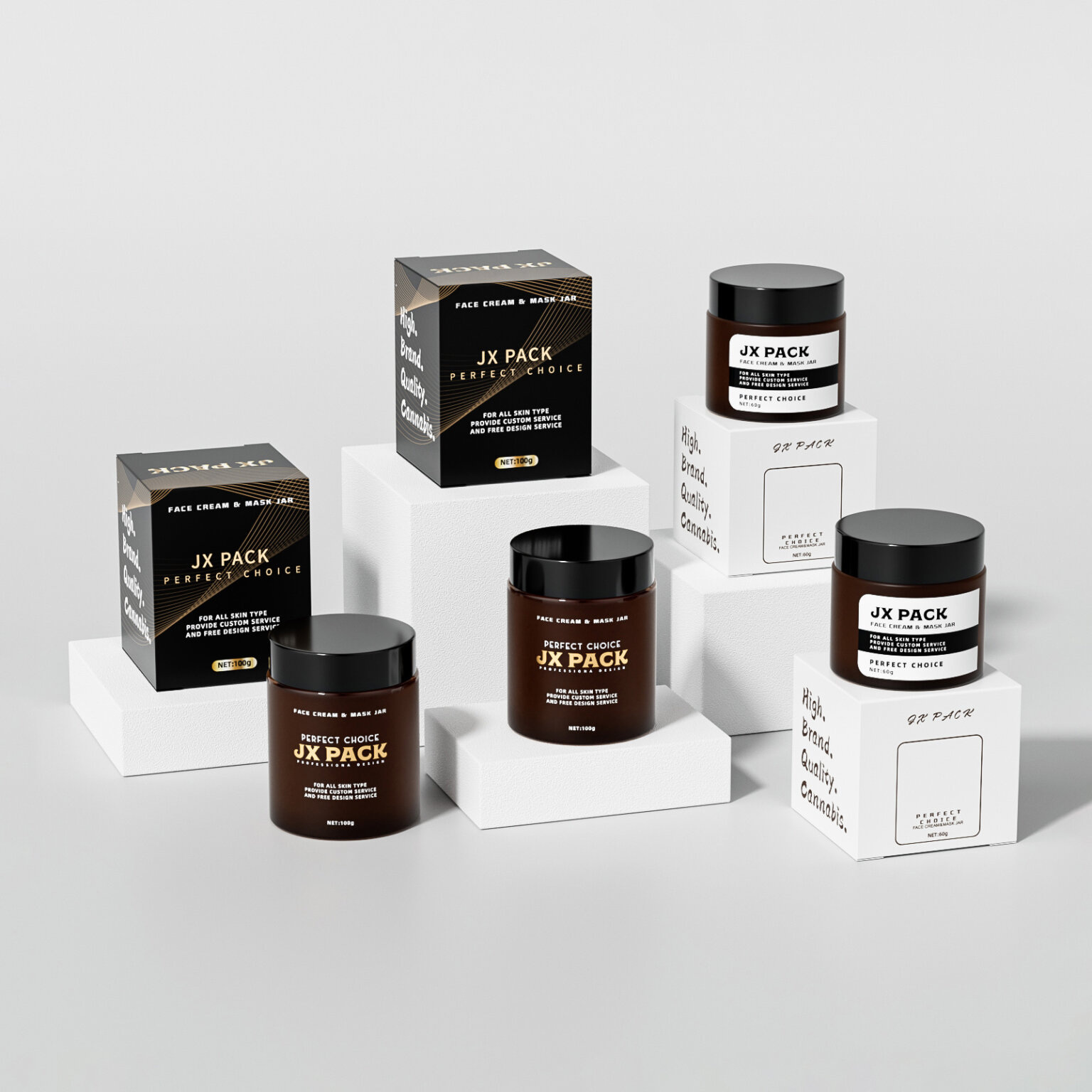 Amber Cosmetic Skincare Facial Mask Glass Jar - Jarsking