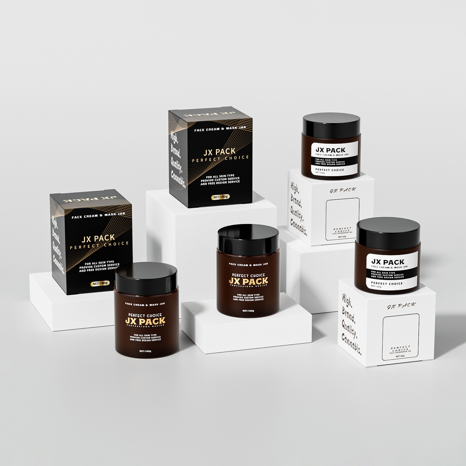 Amber Cosmetic Skincare Facial Mask Glass Jar - Jarsking